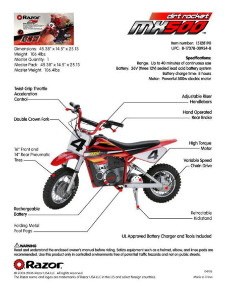 Razor MX500 Dirt Rocket Electric Motocross Bike in Pakistan