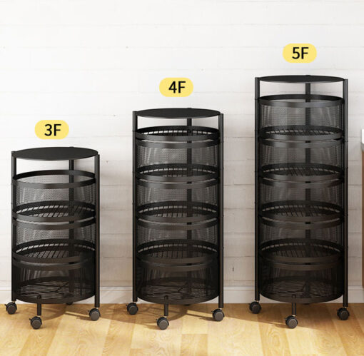 Rotating Vegetable Shelving Kitchen Floor Shelving Cylindrical Storage ...
