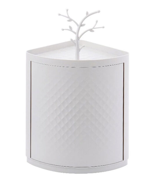 Bathroom Corner Storage Cabinet 360 Degree Rotating Triangle Shelf ...