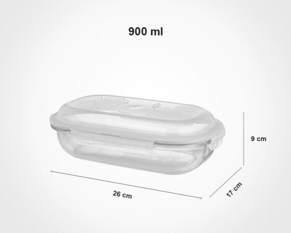 Limon Kitchen Ware Glass Serving & Storage Oval Food Container 900-ML ...