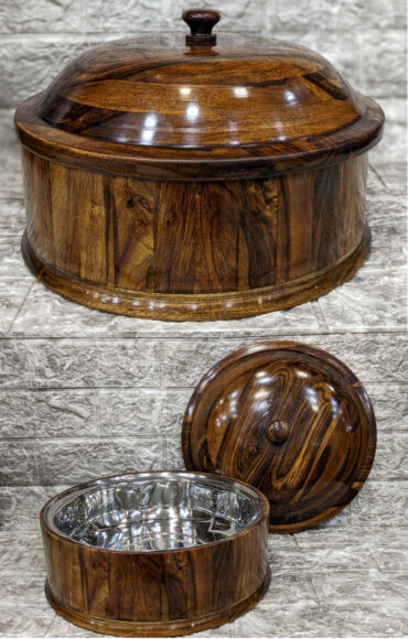 Wooden Hand Crafted Roti Box Hot Pot with Steel Pot in Pakistan