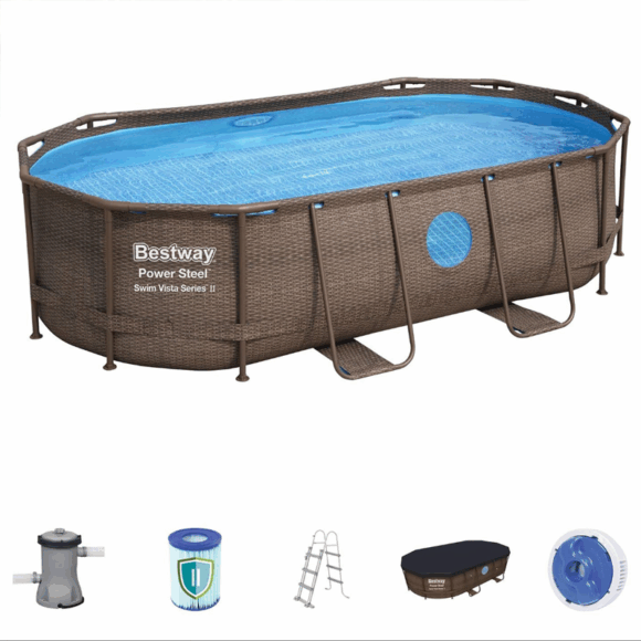 Buy Bestway Power Steel Swim Vista Oval Pool 427x250x100CM - 56714 at Best Price in Pakistan