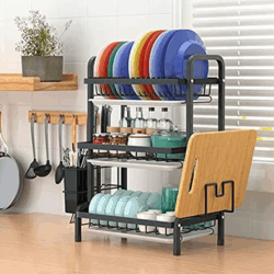 Drainer Rack Dish Storage Bowl Shelf Iron Multi-functional Plate Racks ...